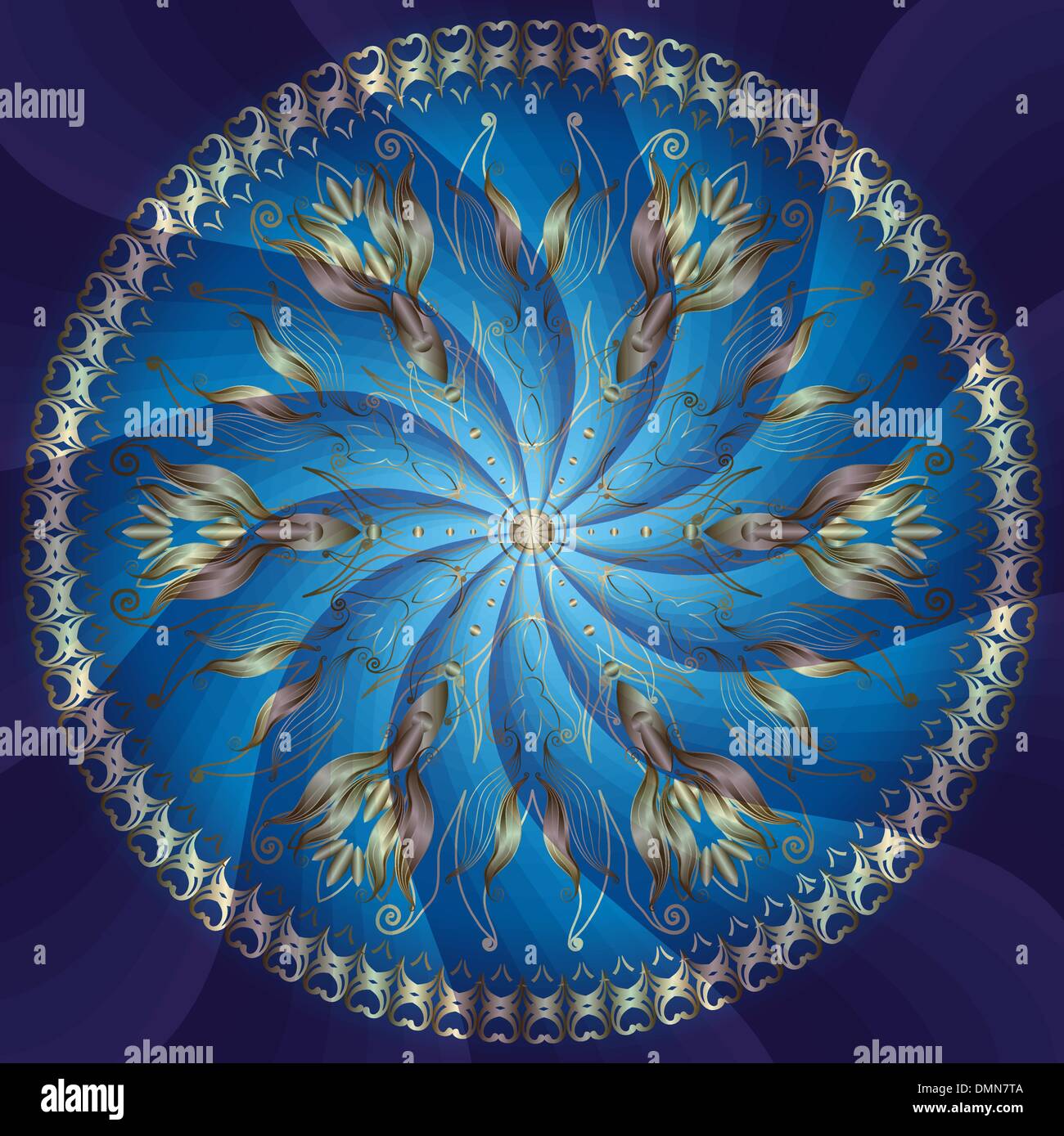 Blue gold silver ornament Stock Vector Images - Alamy