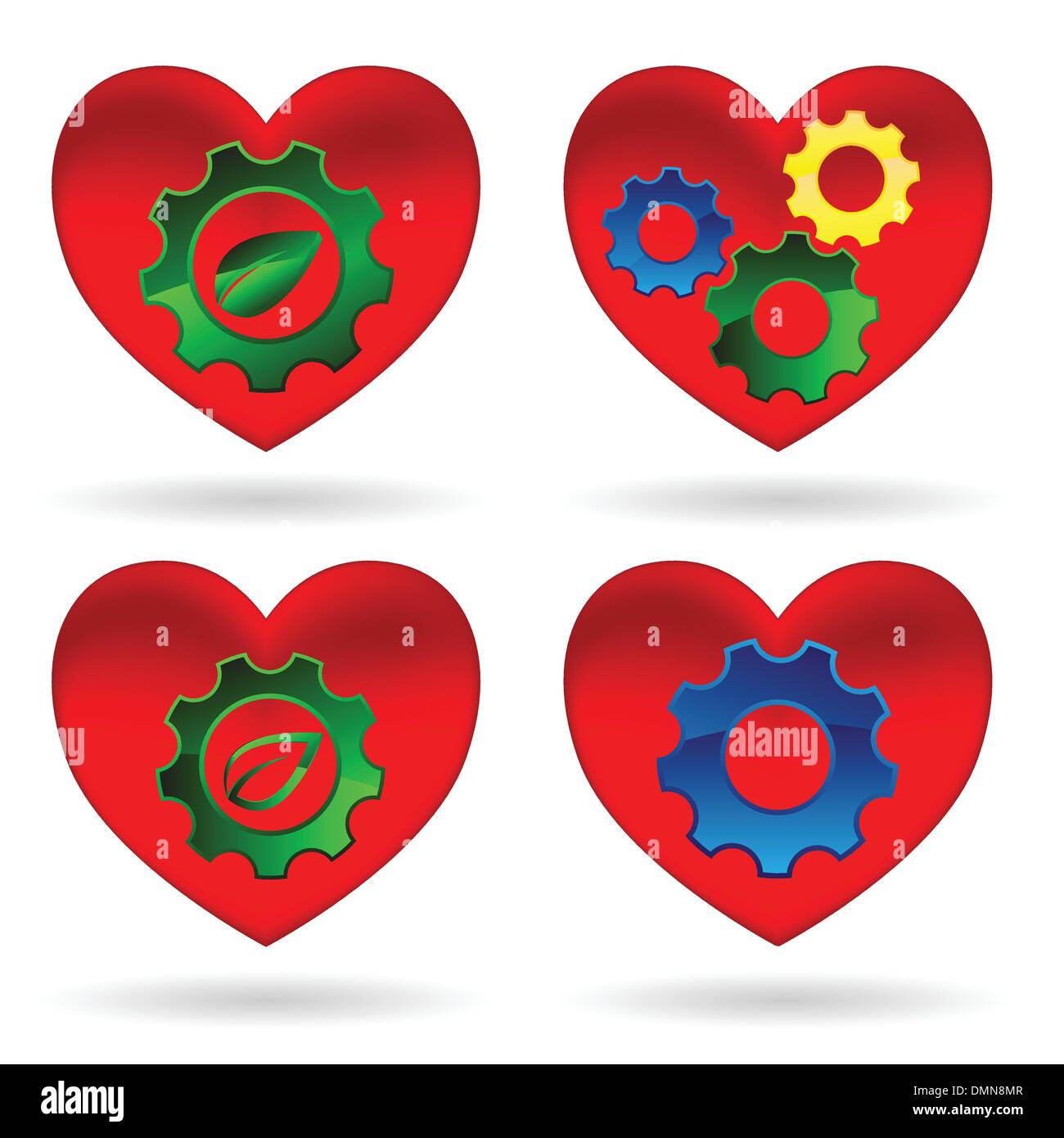 Red hearts green leaf hi-res stock photography and images - Alamy