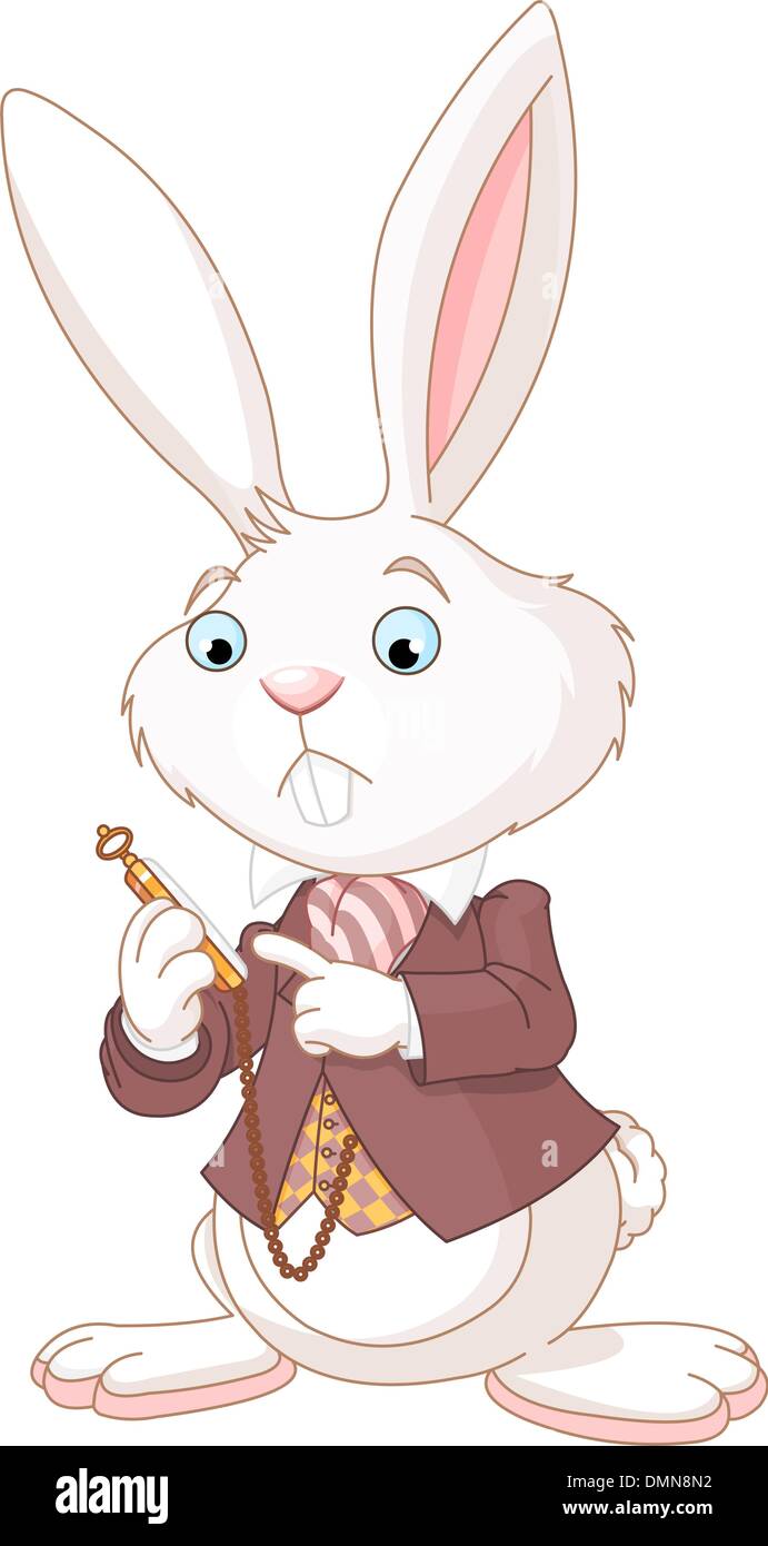 White Rabbit with pocket watch Stock Vector Image & Art - Alamy