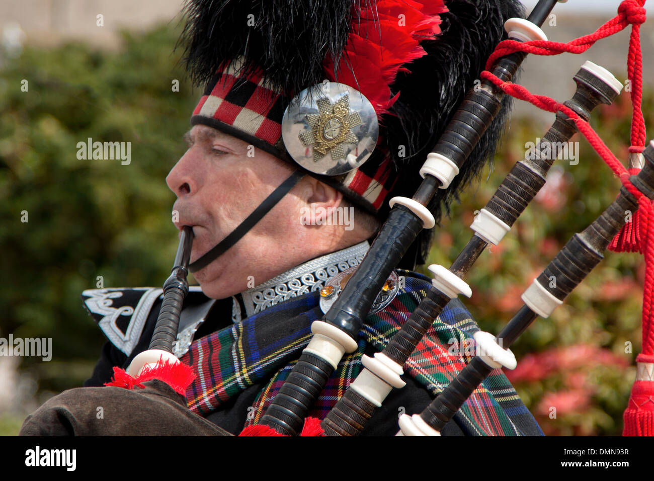 Scottish piper at The Old Blacksmith's shop in Gretna Green, Dumfries ...