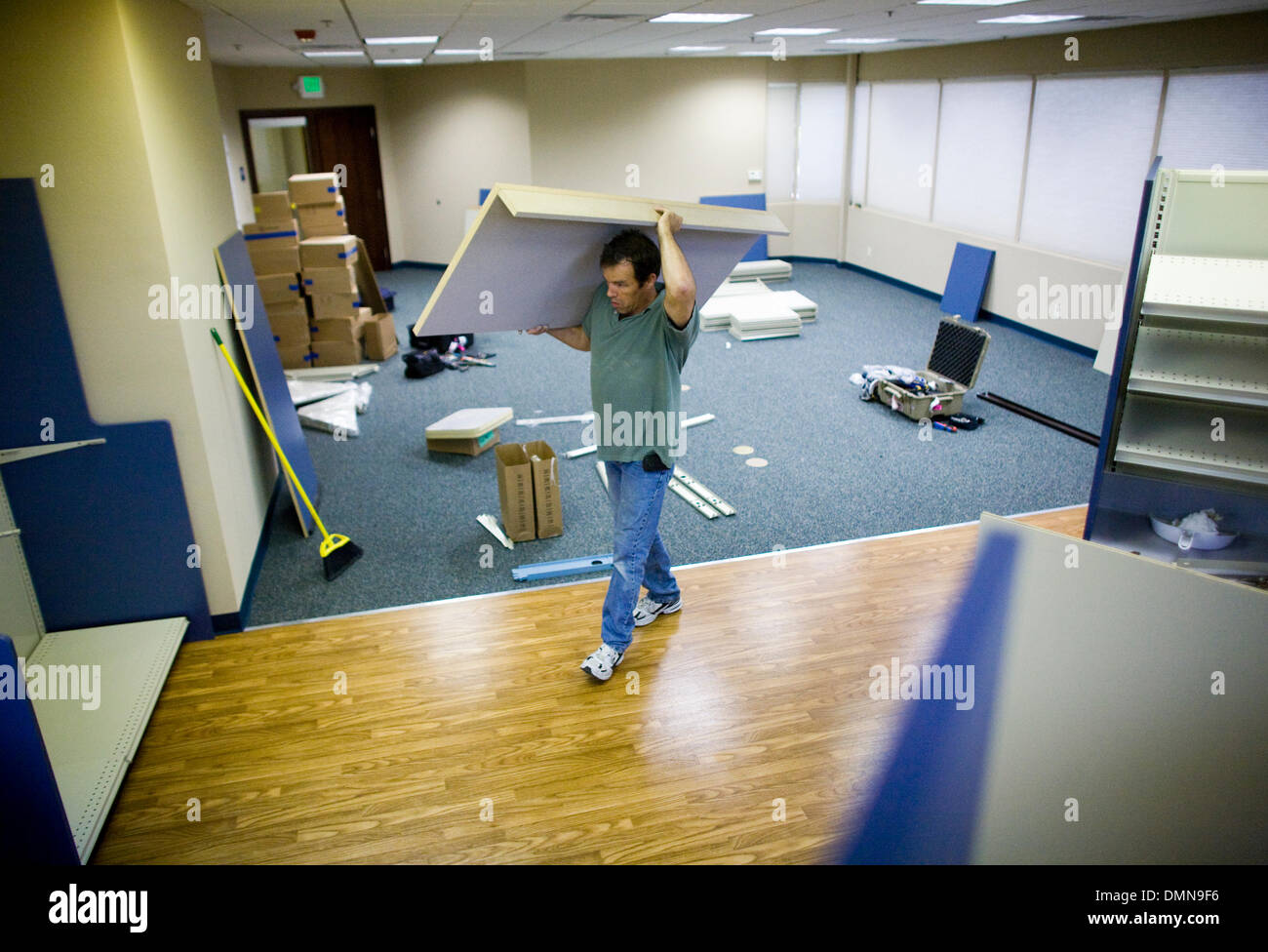 Joe Tubbs, 44, of Shelving Design Systems, out of Alabama, works ...