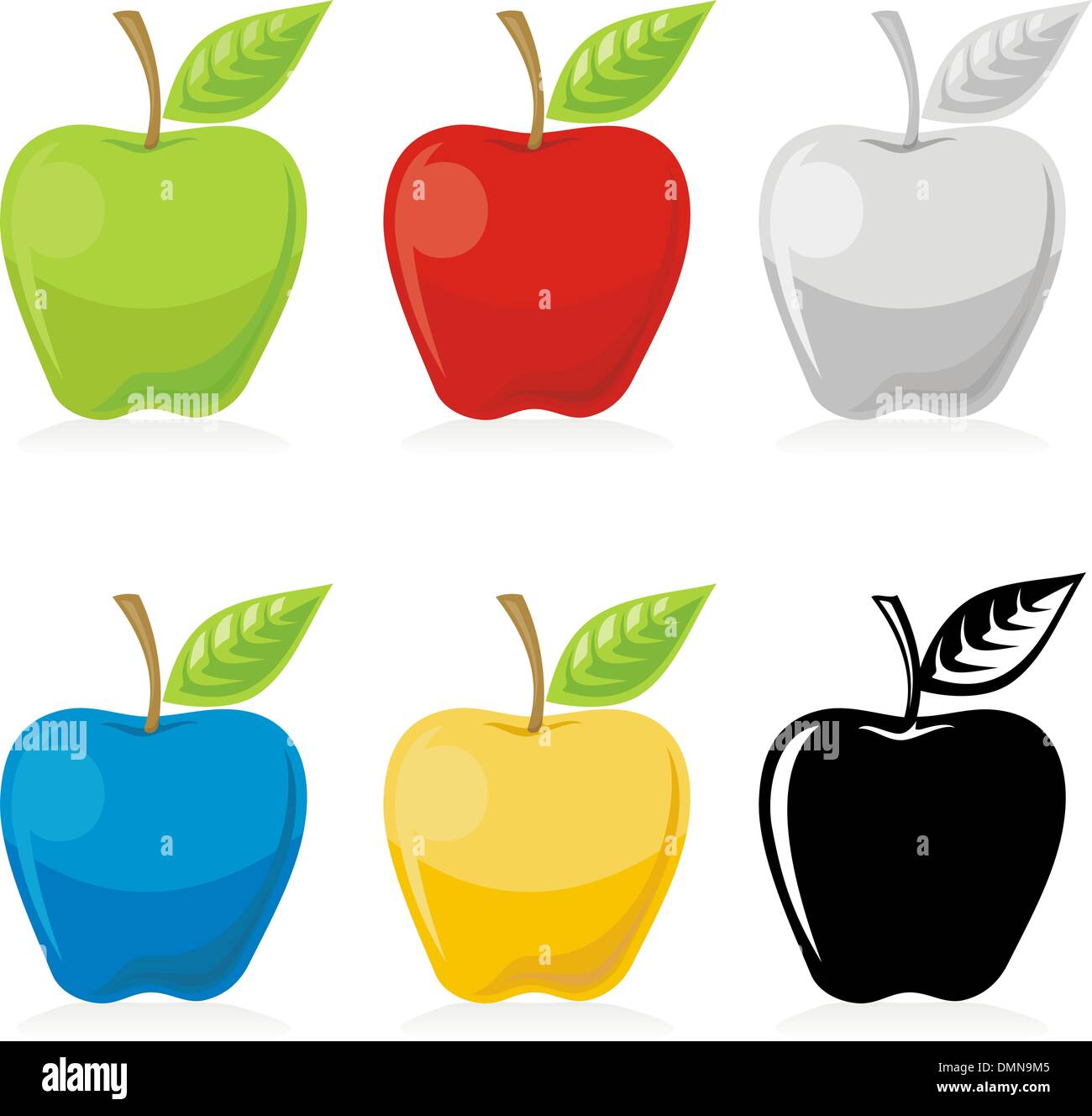 Red apple with leaf Stock Vector Images - Alamy