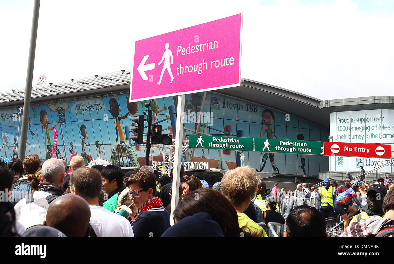 Signage around stratford Tube station during first day of Track and ...