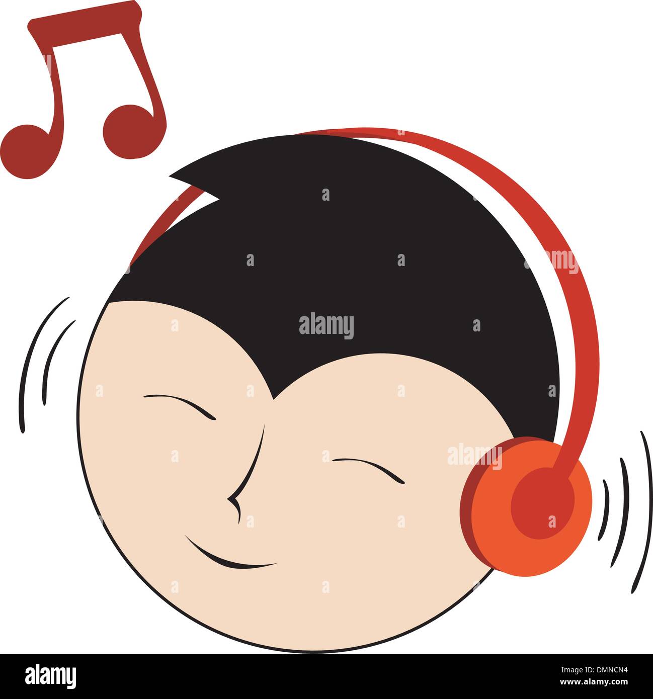 Listen music face earphones Stock Vector Images - Alamy