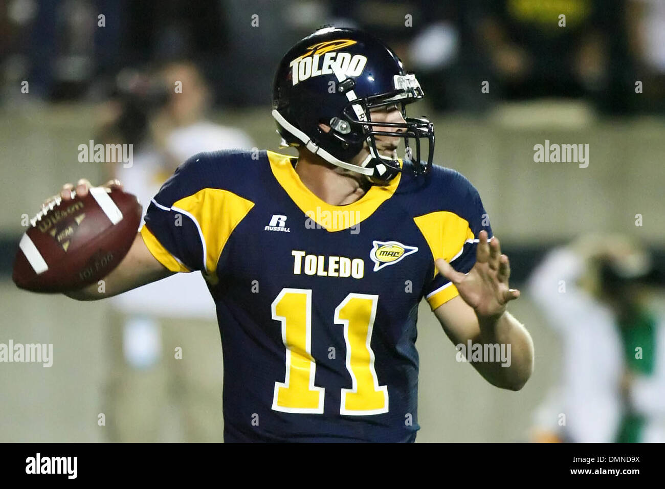 11 September 2009: Toledo quarterback Aaron Opelt (11) looks downfield ...