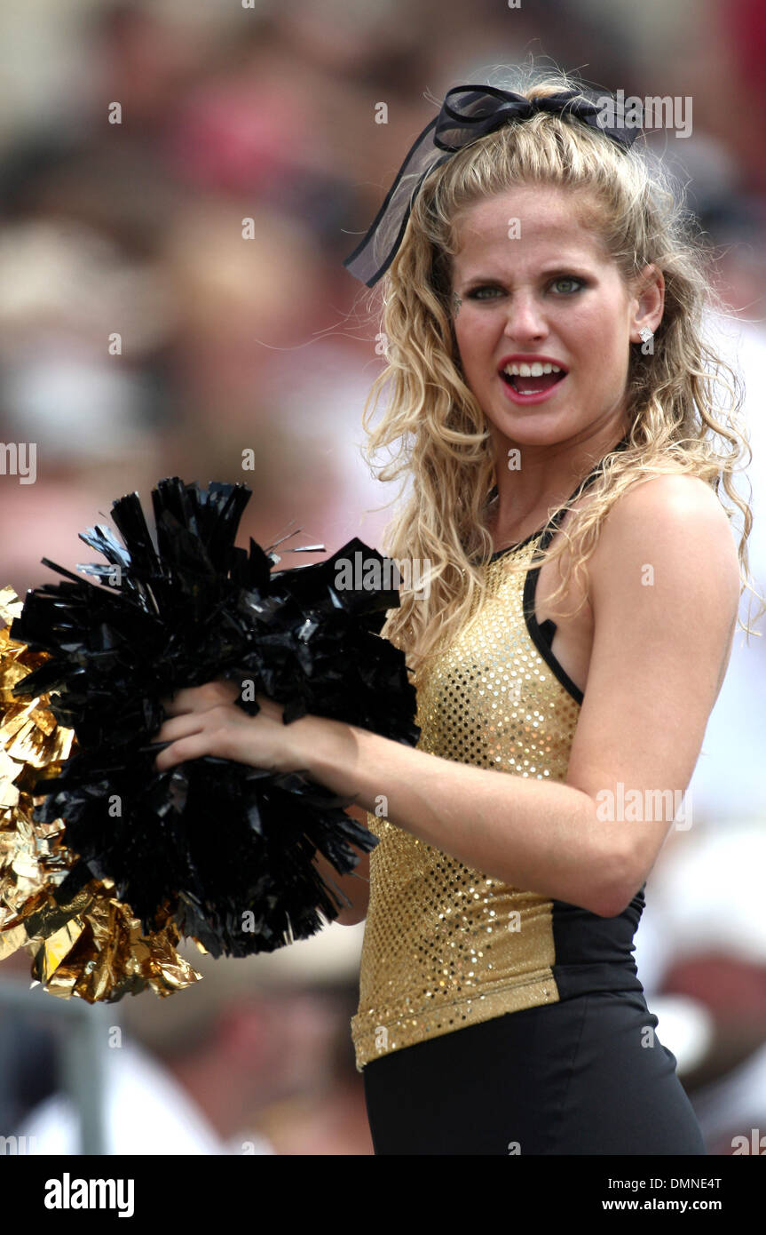 September 12, 2009: A Wake Forest cheerleader leads the crowd in a ...