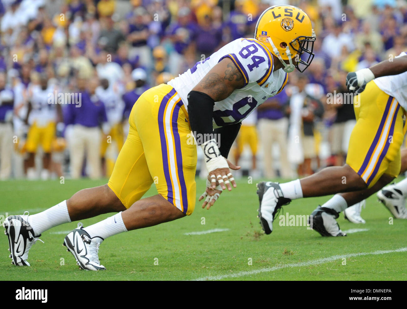 12 September 2009: LSU defensive end, Rahim Alem, rushes the passer ...