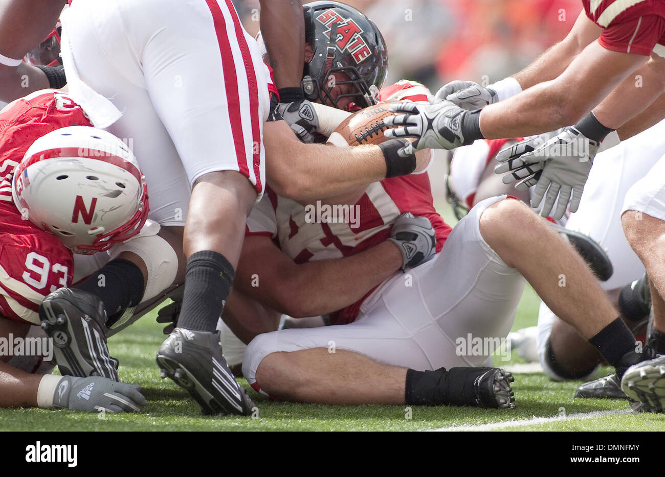 12 September 09: Arkansas State quarterback Corey Leonard is just short ...