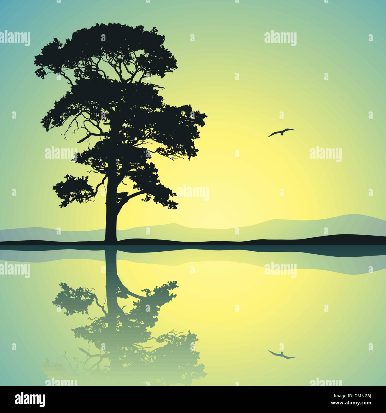 Lone tree illustration Stock Vector Images - Alamy