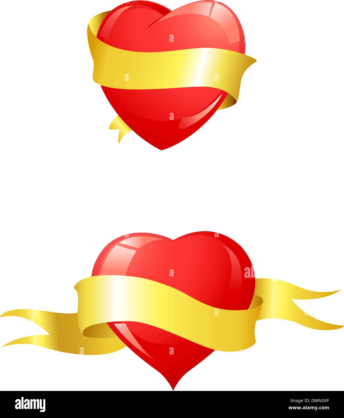 Hearts and red ribbon Stock Vector Images - Alamy