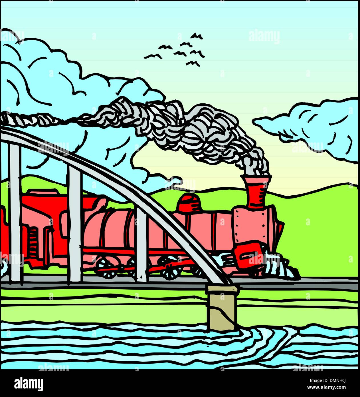 Classic steam train Stock Vector Images - Alamy