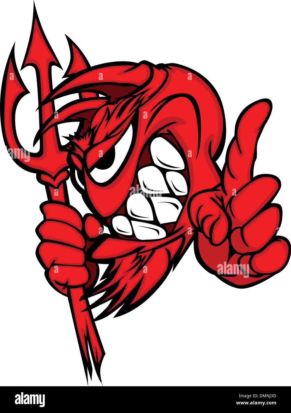 Demon Mascot Head with Pitchfork Vector Cartoon Stock Vector Image ...