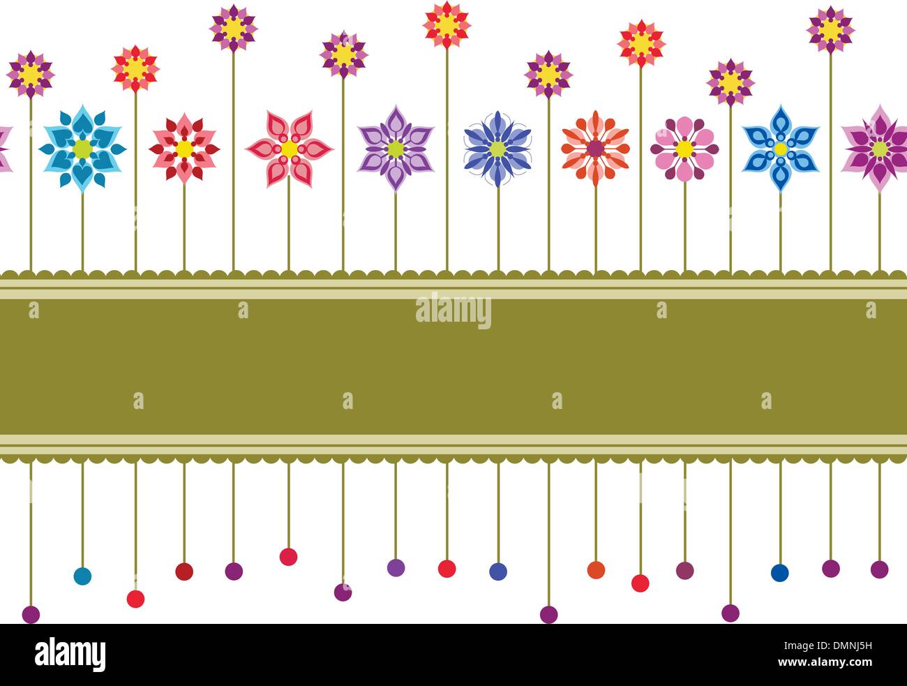 Seamless colourful floral retro border Stock Vector Image & Art - Alamy