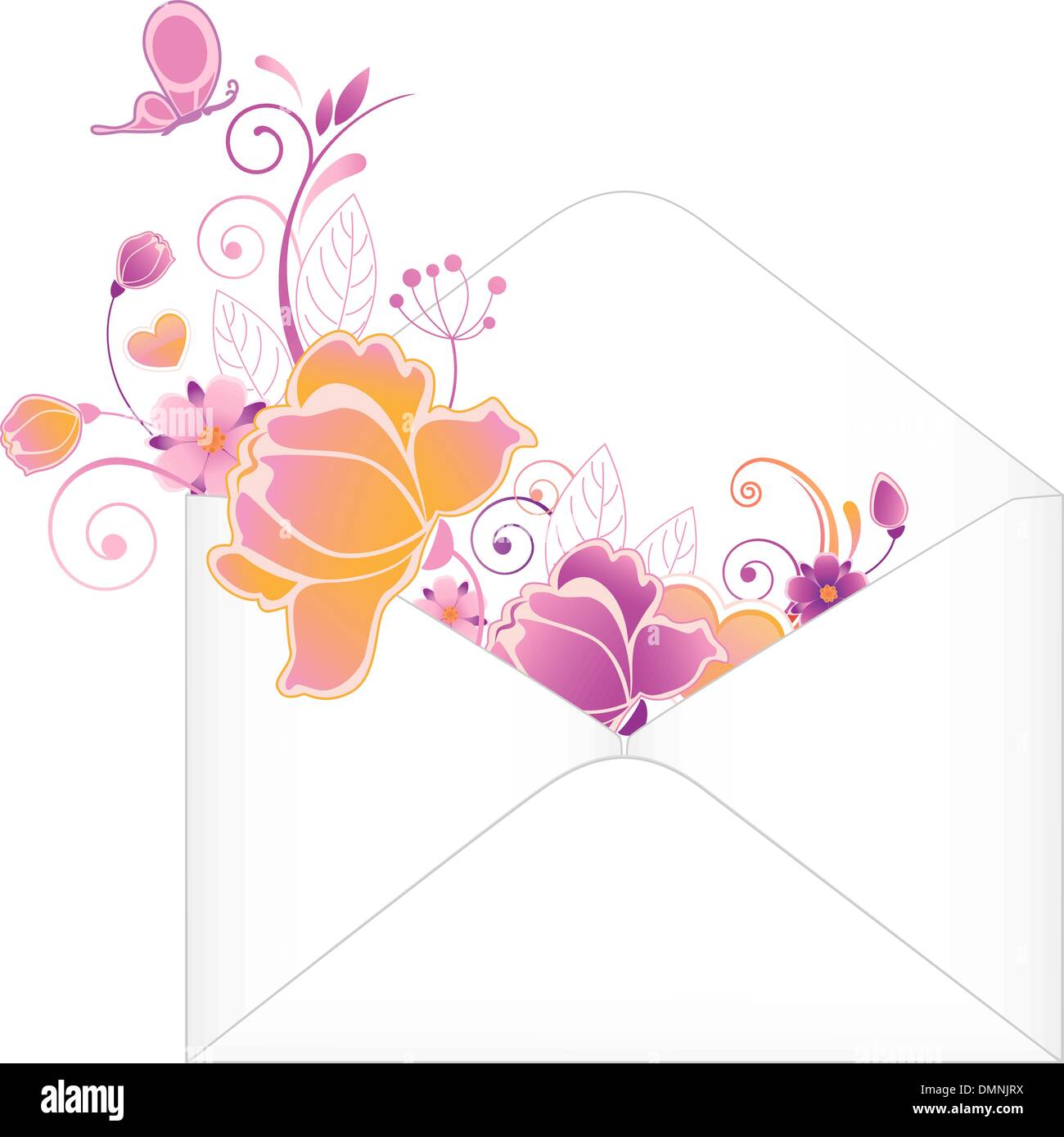 envelope with flowers Stock Vector Image & Art - Alamy