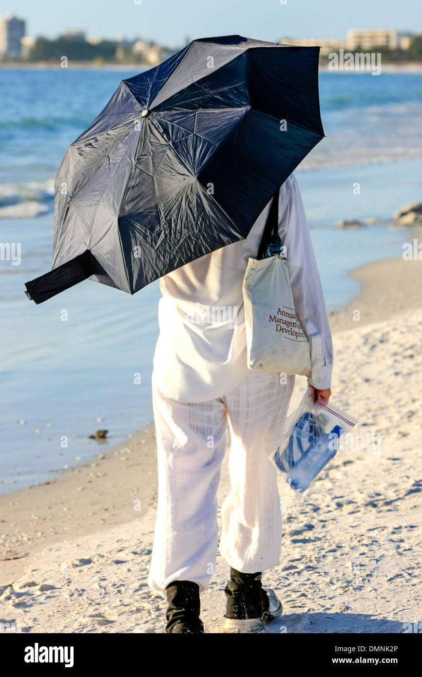 Person carrying an umbrella and wearing asian style clothes to guard ...