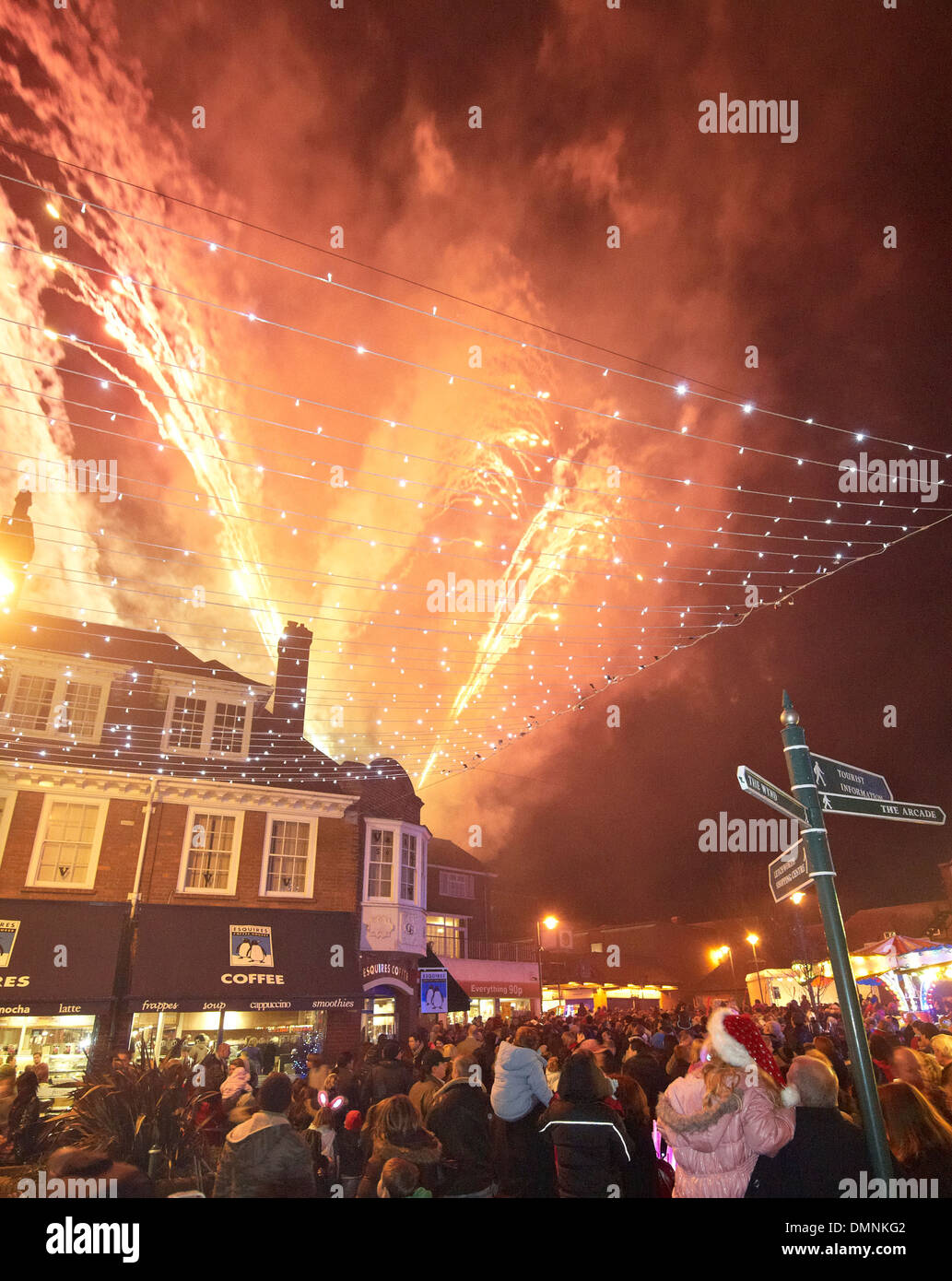 firework display fireworks people families bright Stock Photo - Alamy