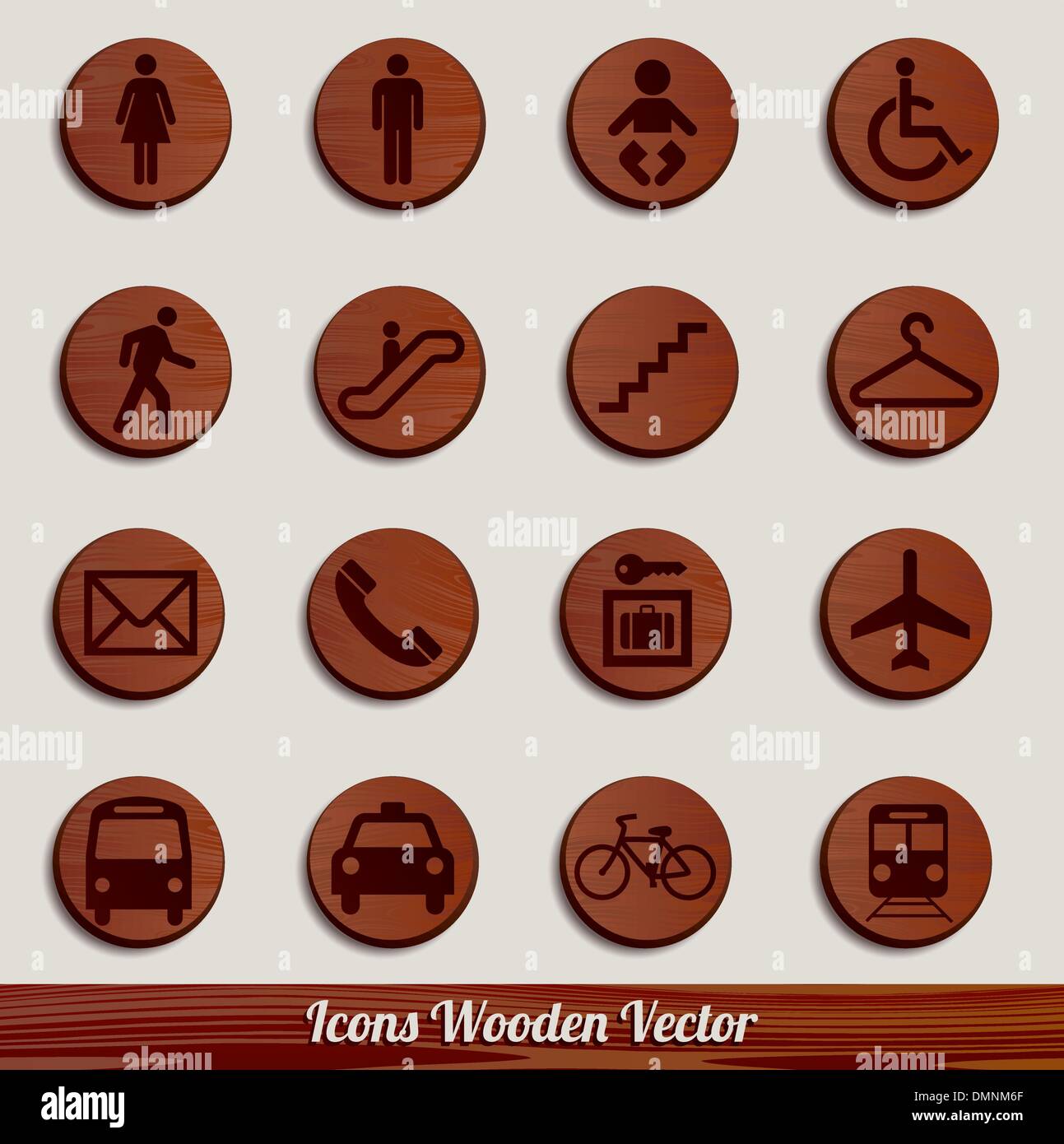 dark wooden icon set with different signs Stock Vector Image & Art - Alamy