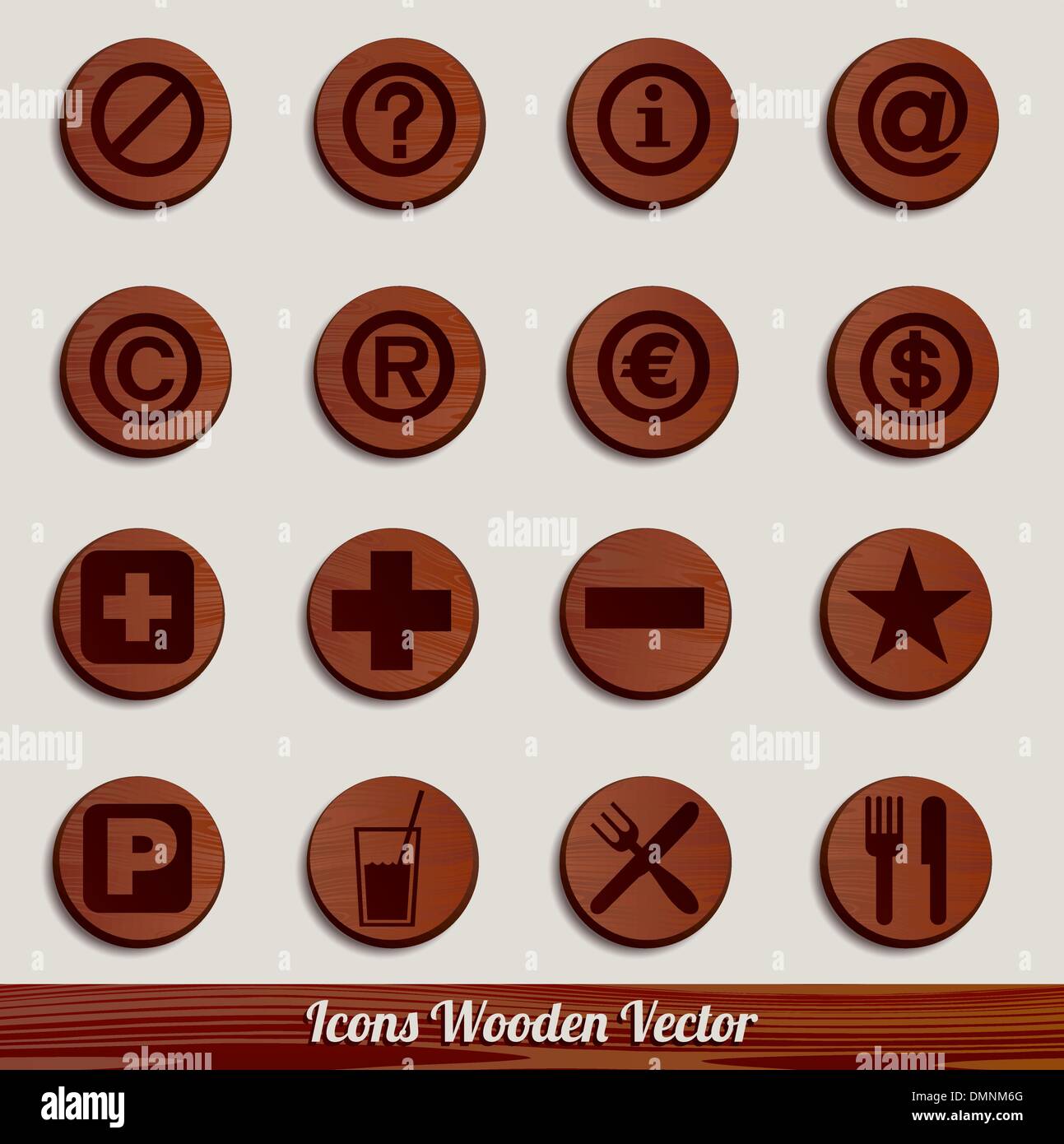 dark wooden icon set with different signs Stock Vector Image & Art - Alamy