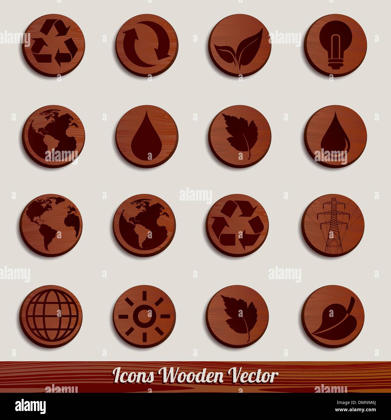 dark wooden icon set with different signs Stock Vector Image & Art - Alamy