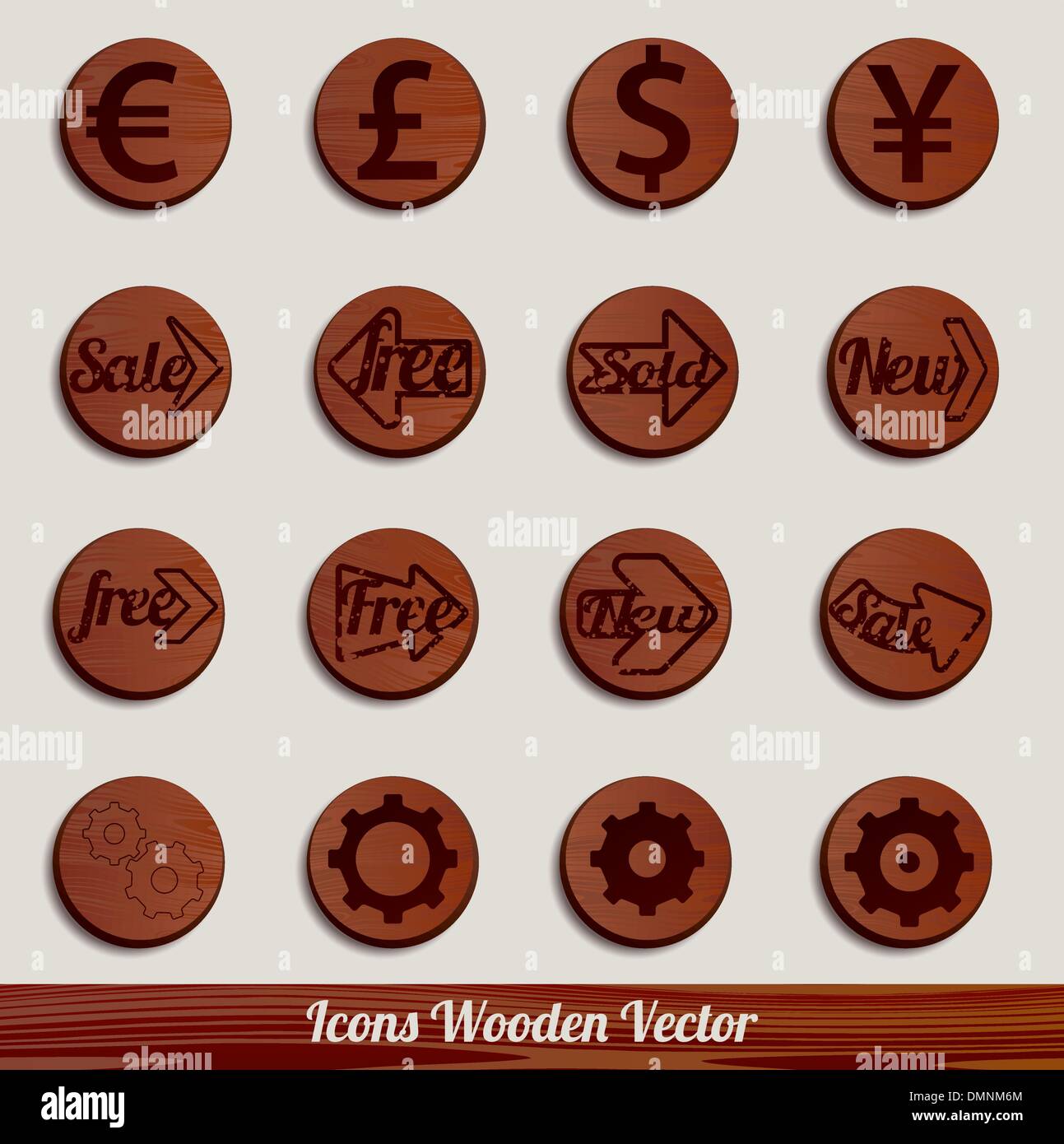 dark wooden icon set with different signs Stock Vector Image & Art - Alamy