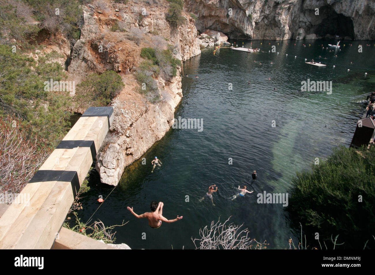 Sep 18, 2009 - Athens, Greece - Cliff divers prepare for the Red Bull ...