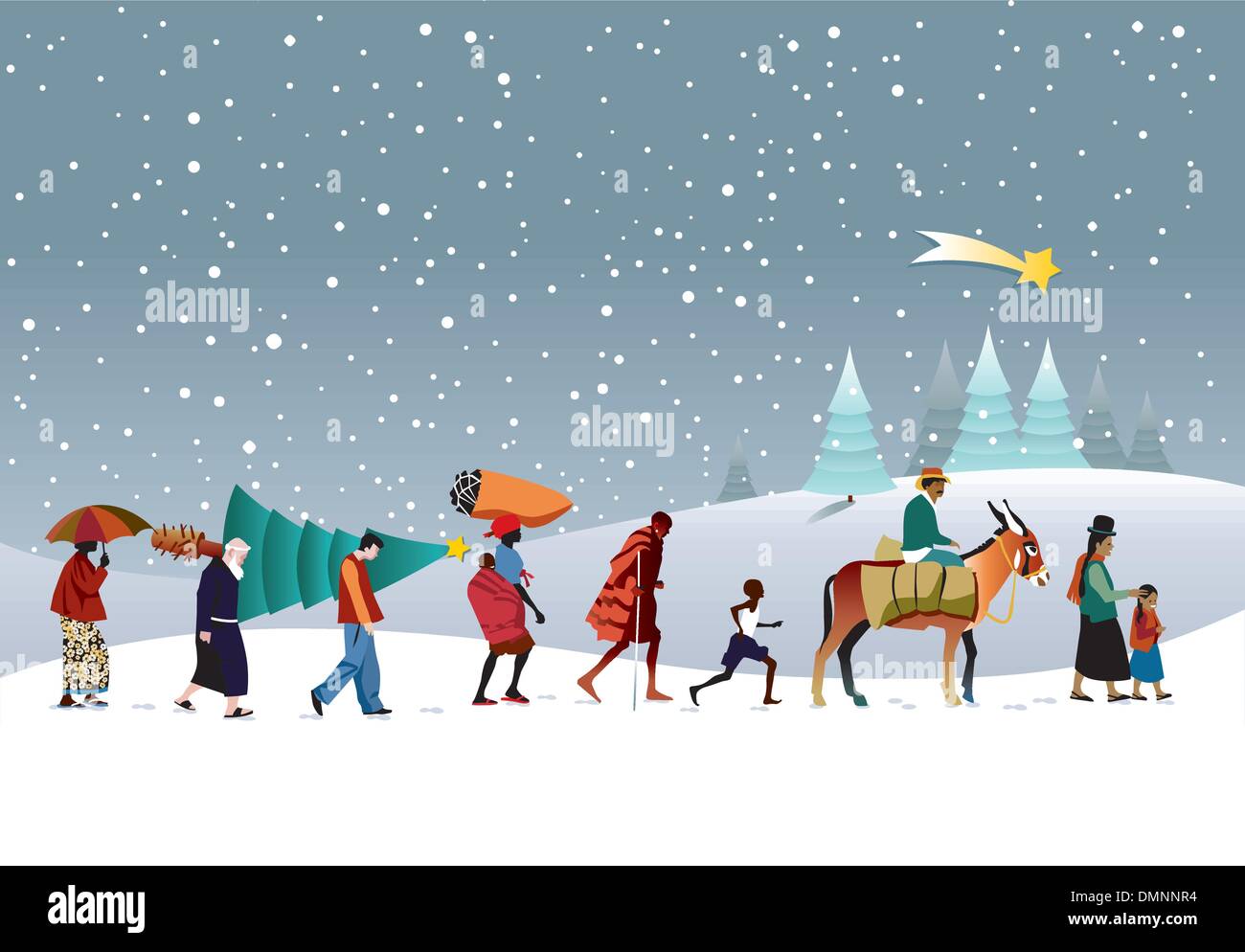 Multiethnic group Christmas Stock Vector Image & Art - Alamy