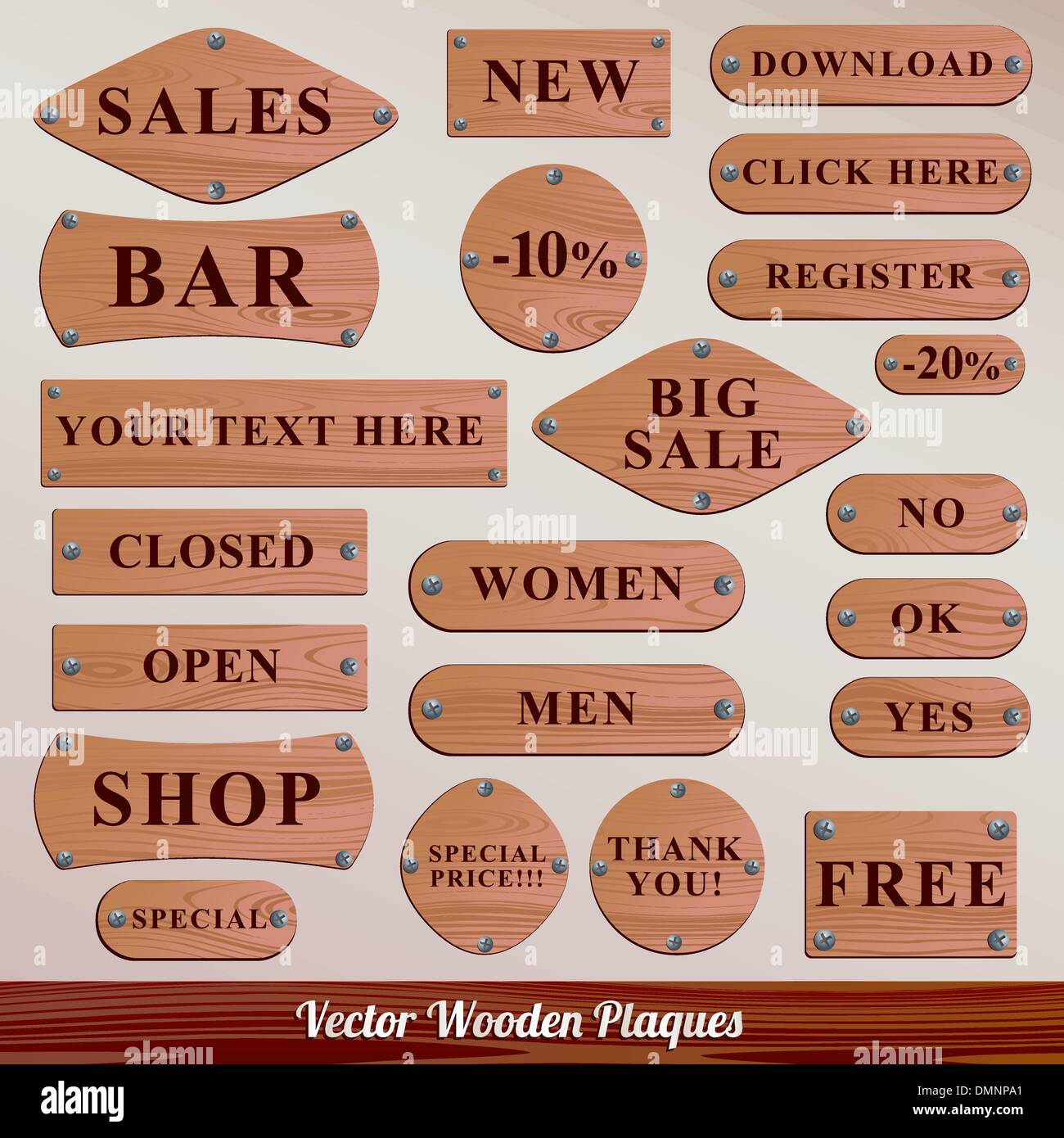 Set vector Wooden plaques Stock Vector Image & Art - Alamy