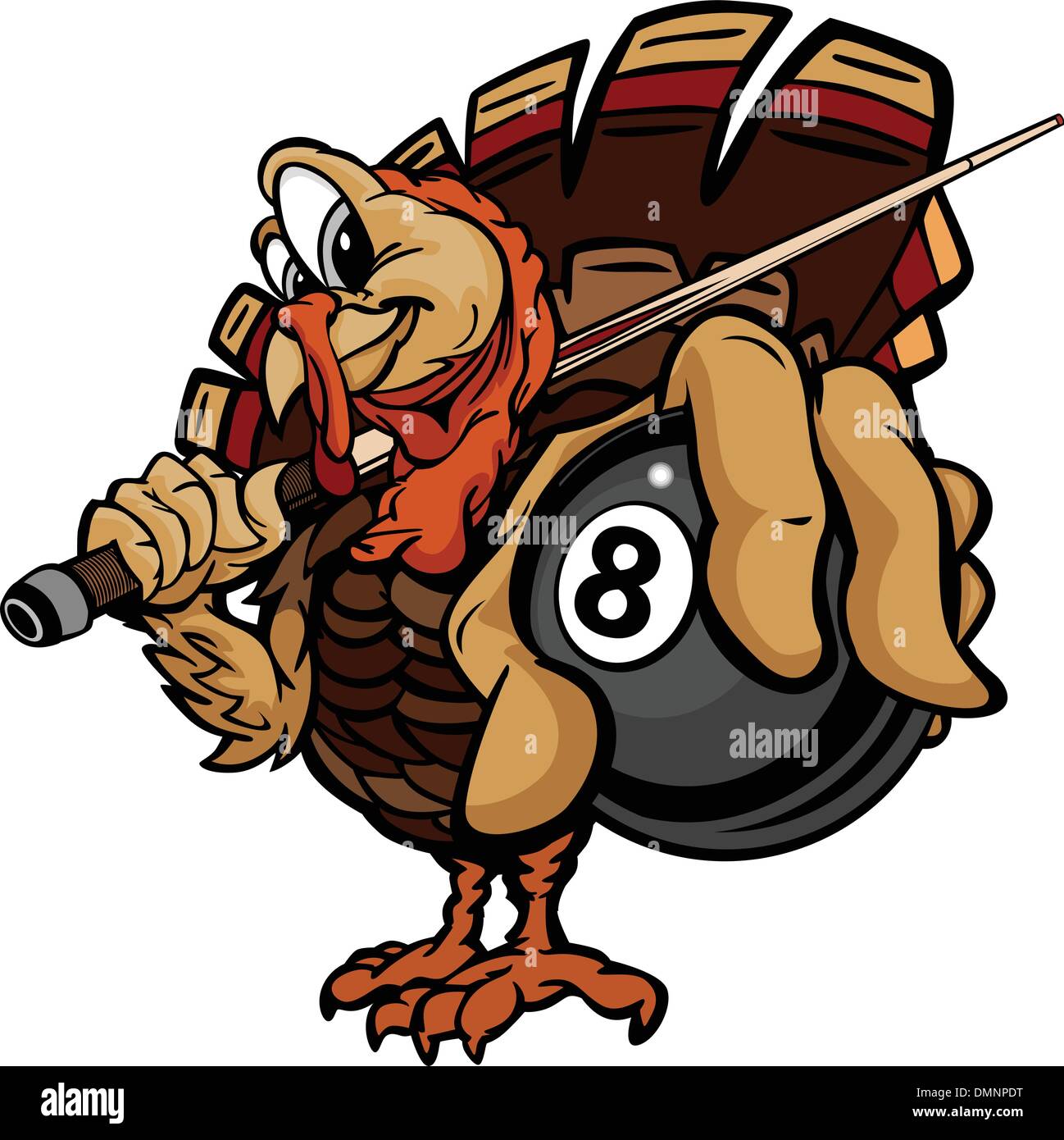Billiards Eight Ball Thanksgiving Holiday Turkey Cartoon Vector Stock ...