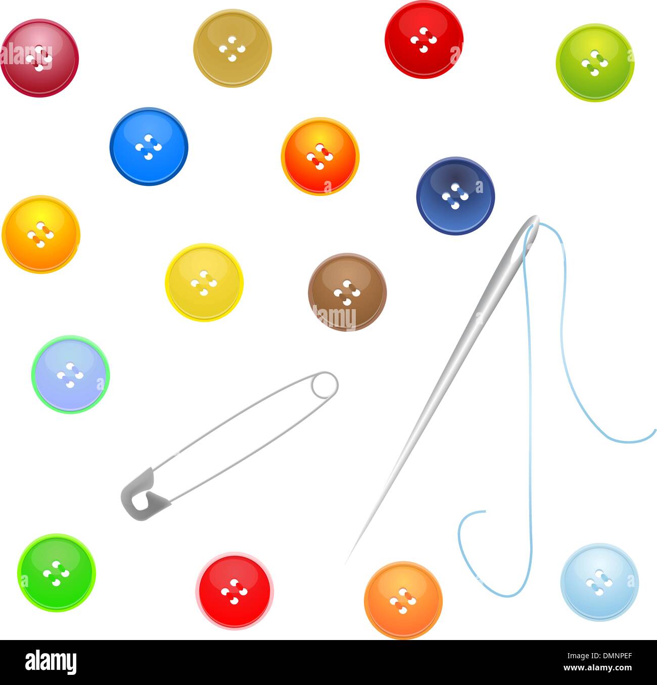 Buttons with sewing needle and pin Stock Vector Image & Art - Alamy