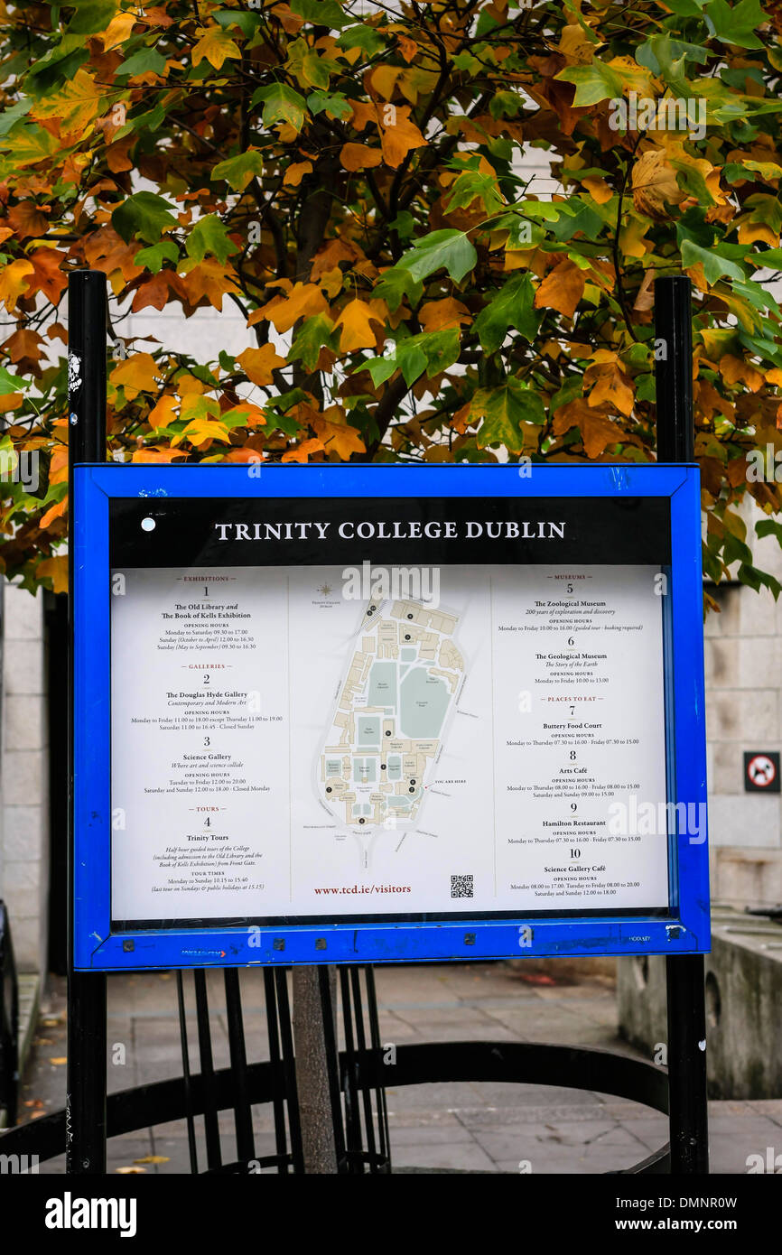 Trinity College Dublin map for student and tourists alike Stock Photo ...