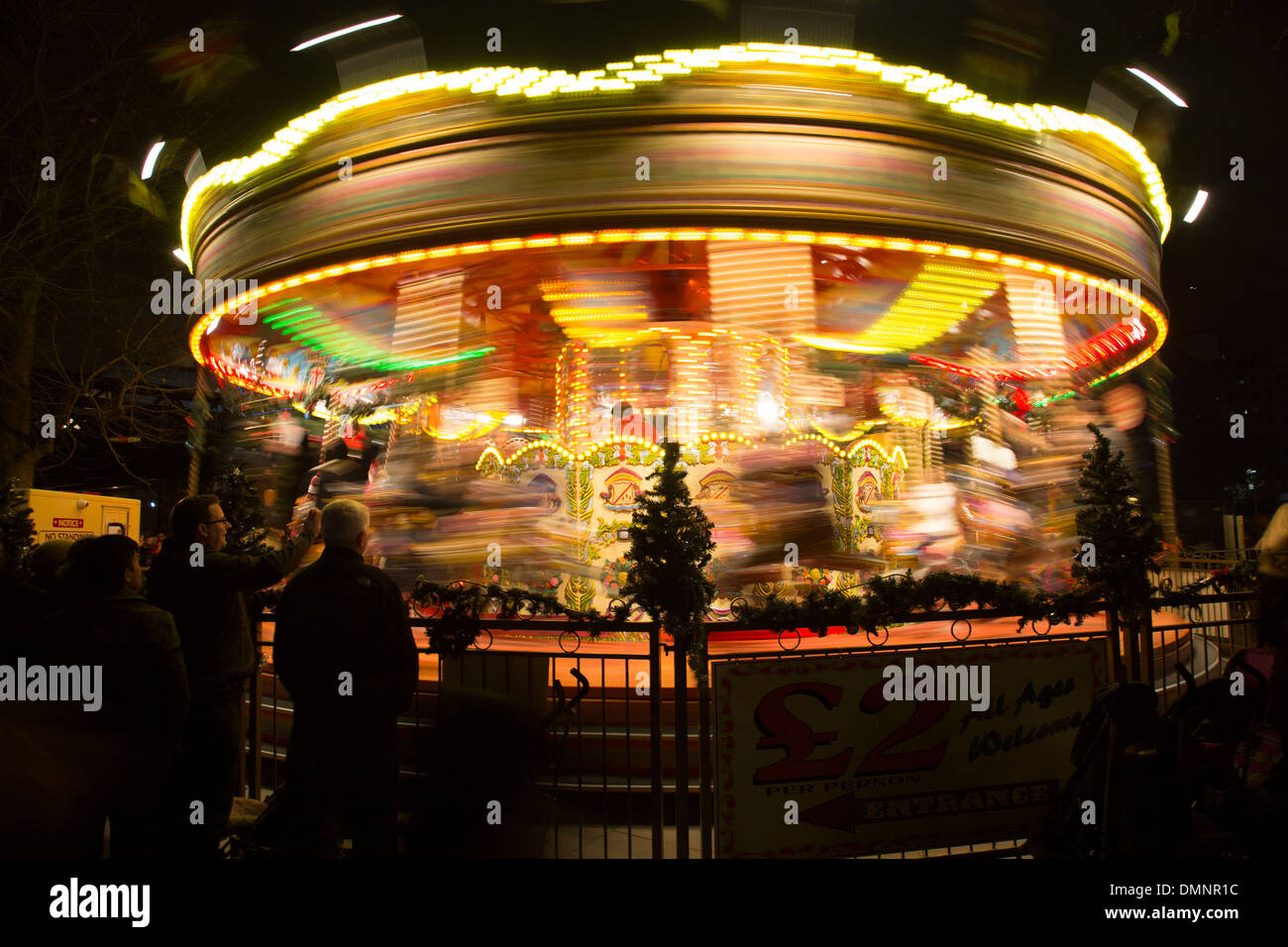 The Southbank carousel fairground ride at night. London, UK Stock Photo ...