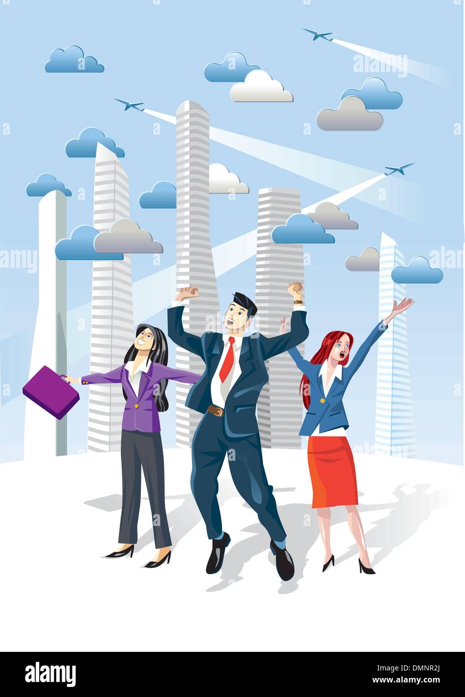 Office team jump Stock Vector Images - Alamy