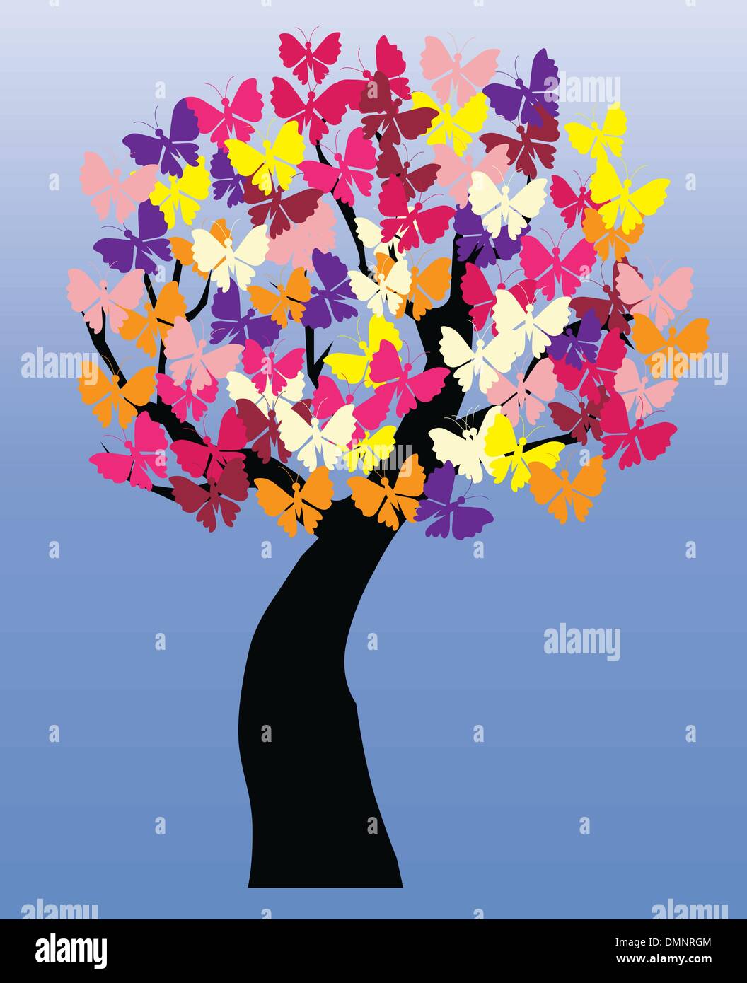 Butterflies fly tree Stock Vector Images - Alamy