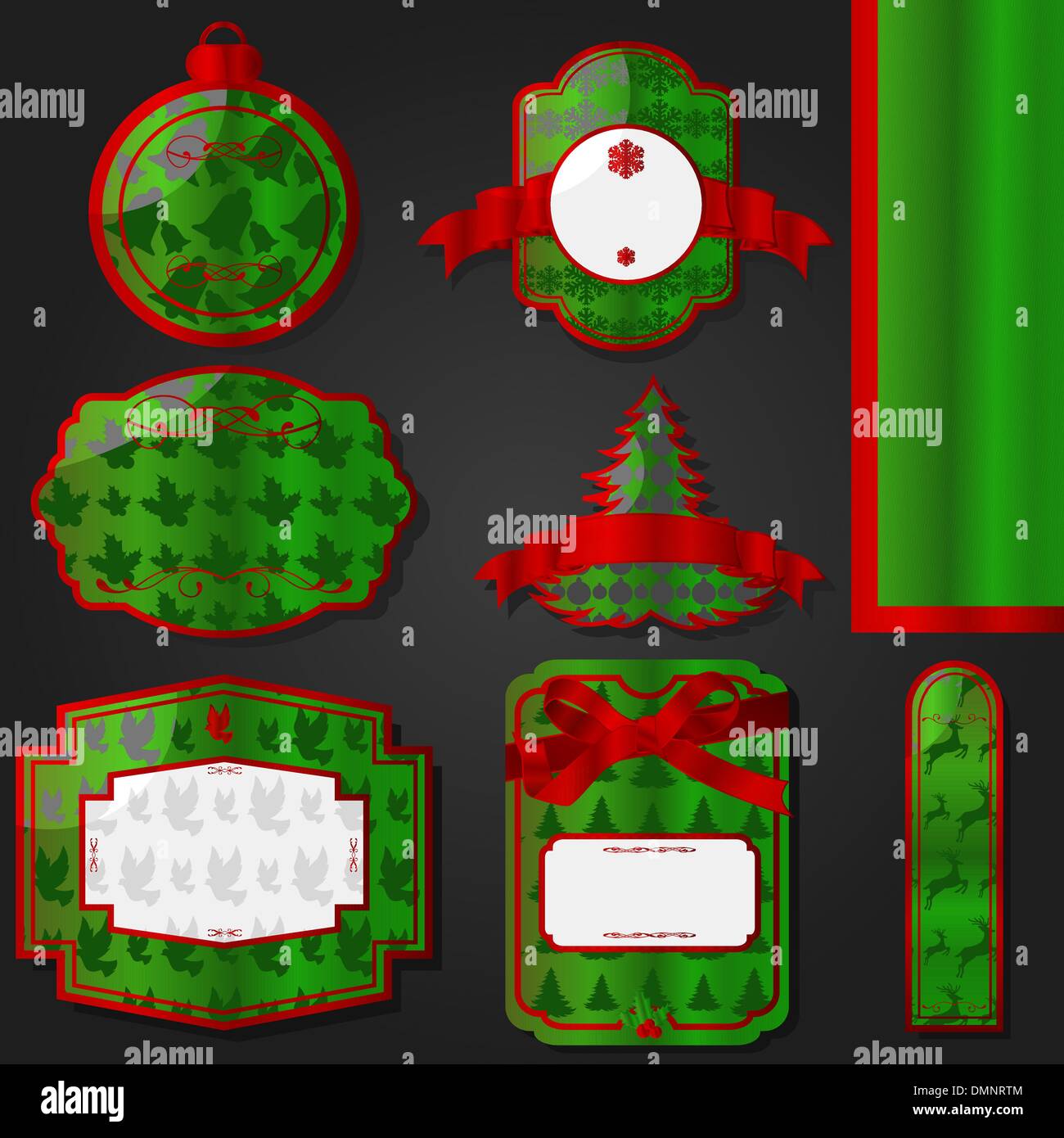Red and green vintage Christmas labels Stock Vector Image & Art - Alamy