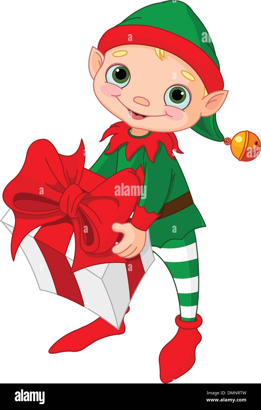 Christmas Elf with gift Stock Vector Image & Art - Alamy