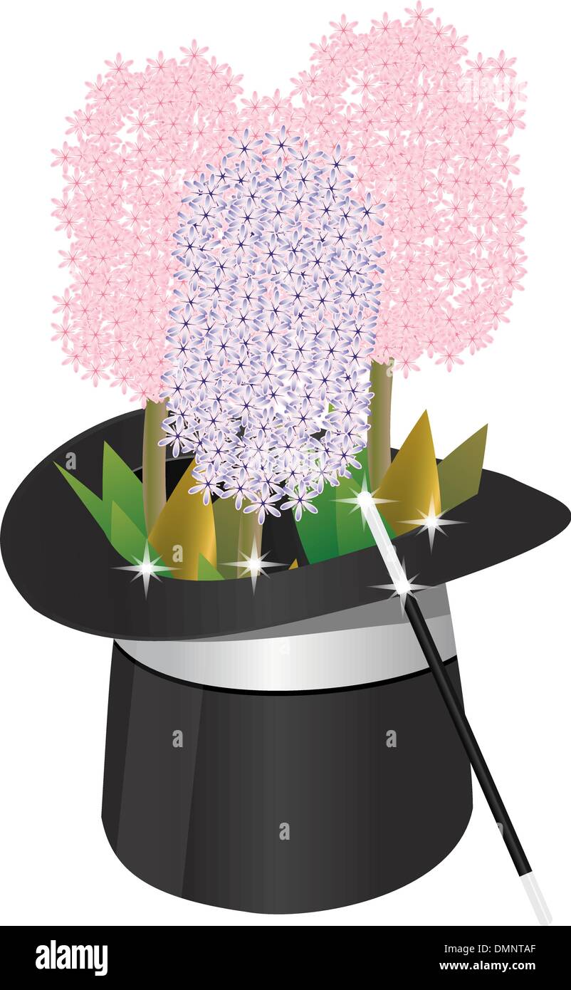 magical hat with flowers and wand Stock Vector Image & Art - Alamy