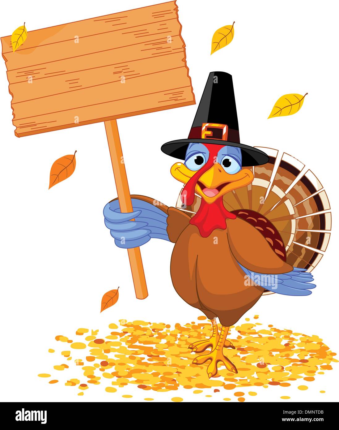 Cute Turkey With Sign Clip Art