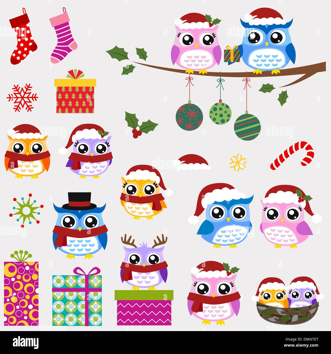 owl family christmas set Stock Vector Image & Art - Alamy