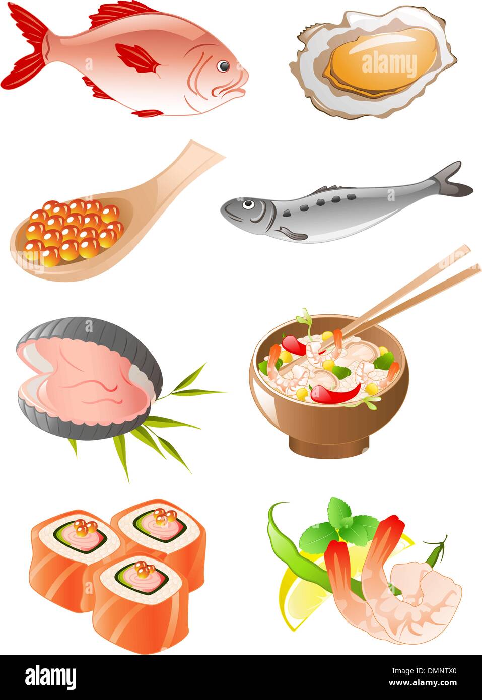 set of seafood icons Stock Vector Image & Art - Alamy