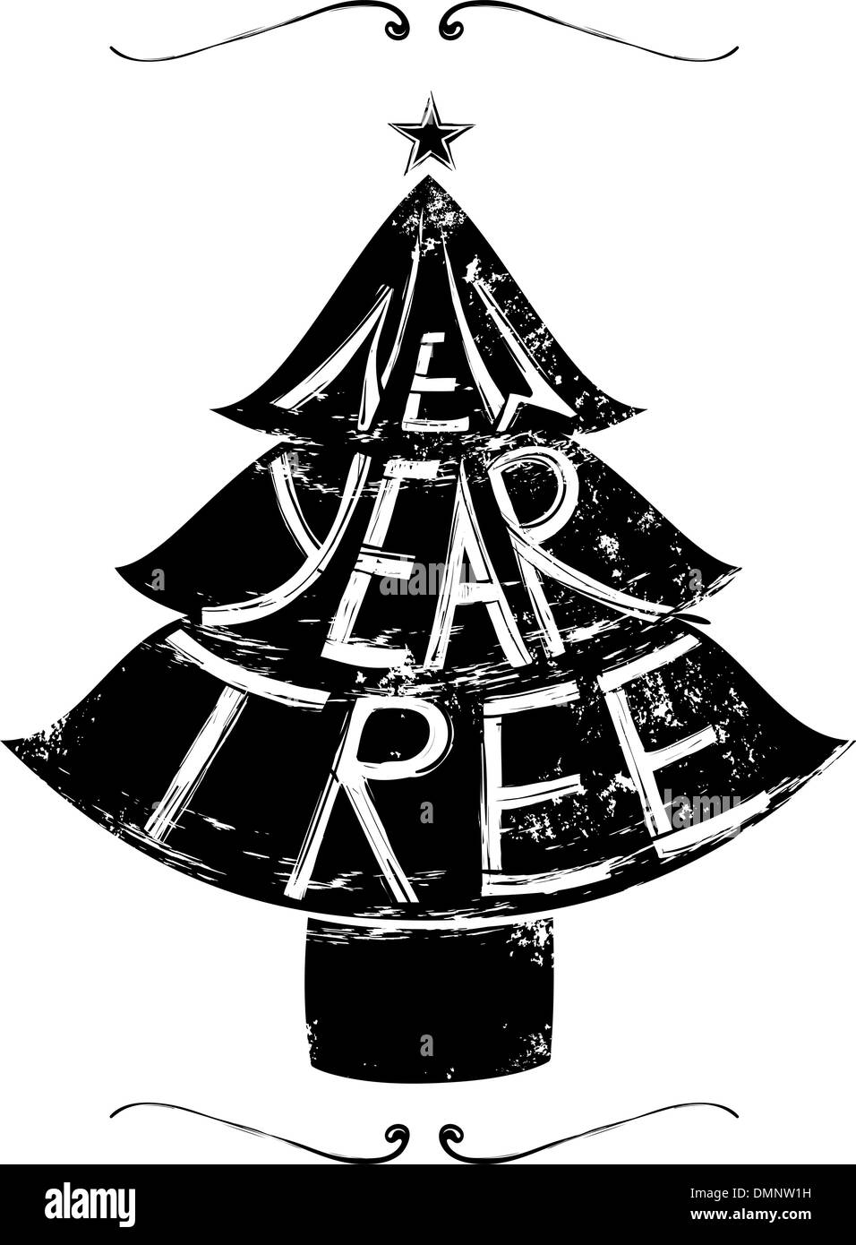 New year tree drawing Stock Vector Images - Alamy