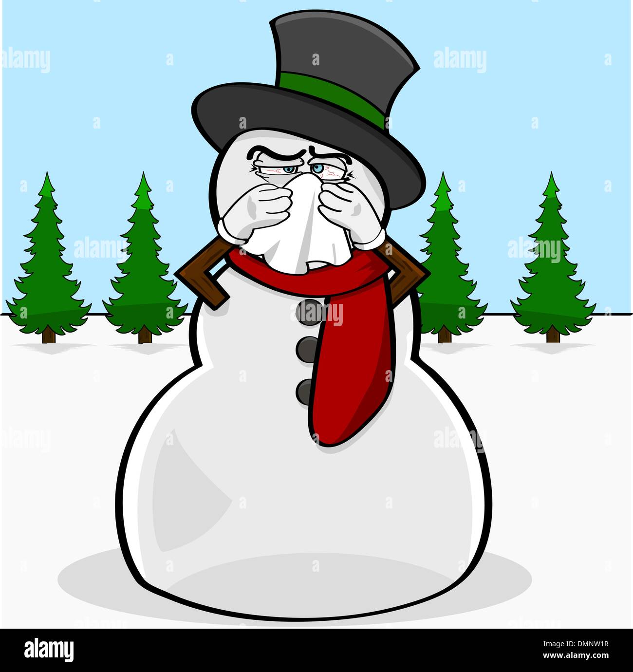 Snowman with a cold Stock Vector Image & Art - Alamy