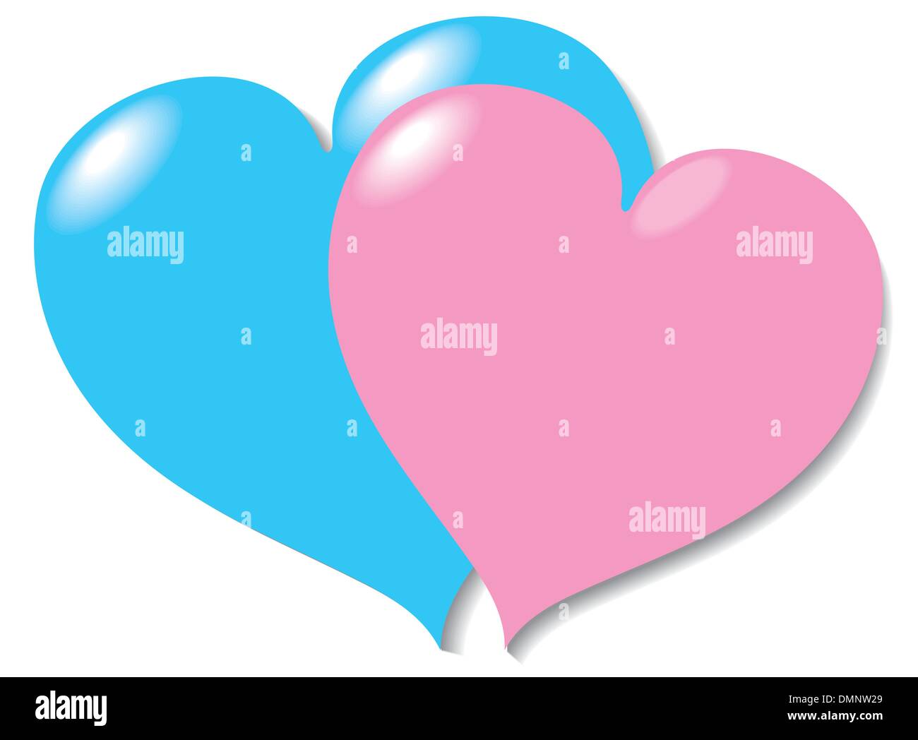 Two pink hearts in Stock Vector Images - Alamy