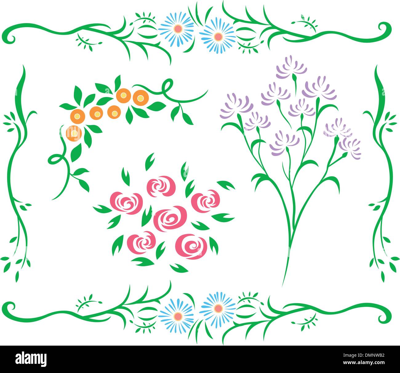 decorative flower set Stock Vector Image & Art - Alamy