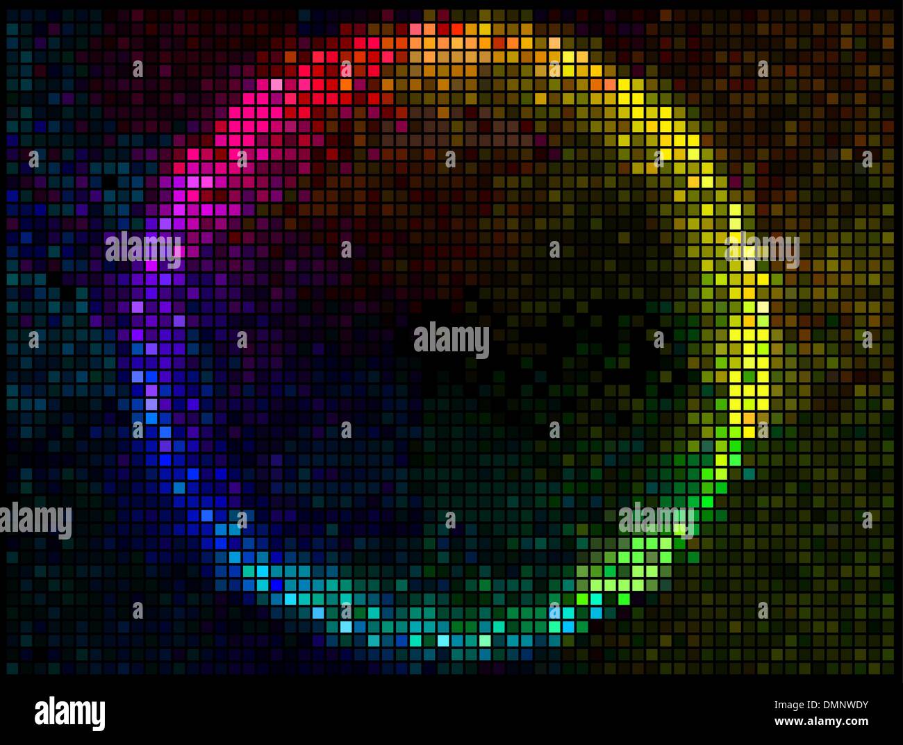 Colorful Round Square Pixel Mosaic Vector Banner.Multicolor Abst Stock ...
