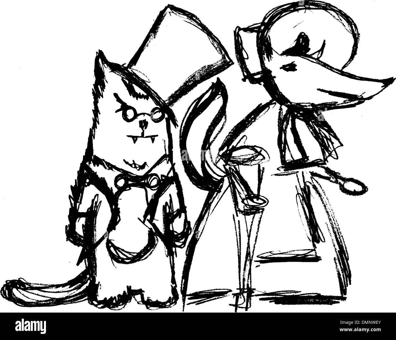Fairy tale cat drawn by hand Stock Vector Images - Alamy