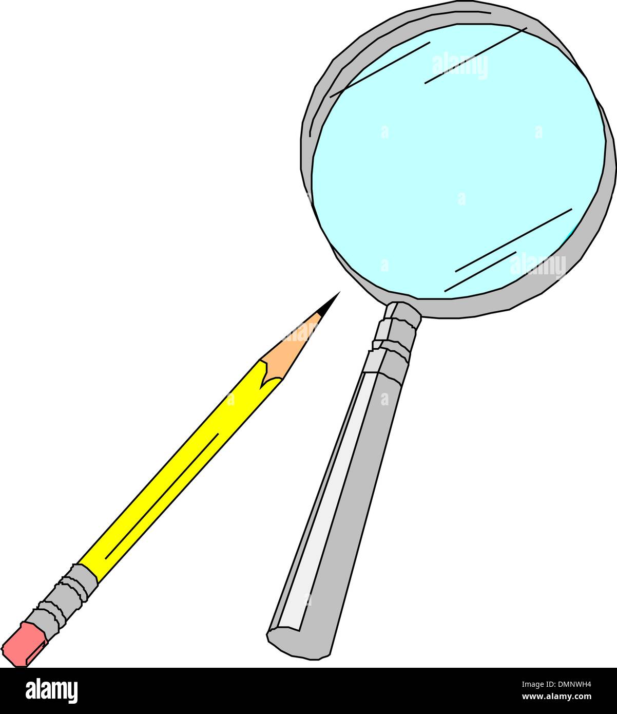 magnifying glass and pencil Stock Vector Image & Art - Alamy