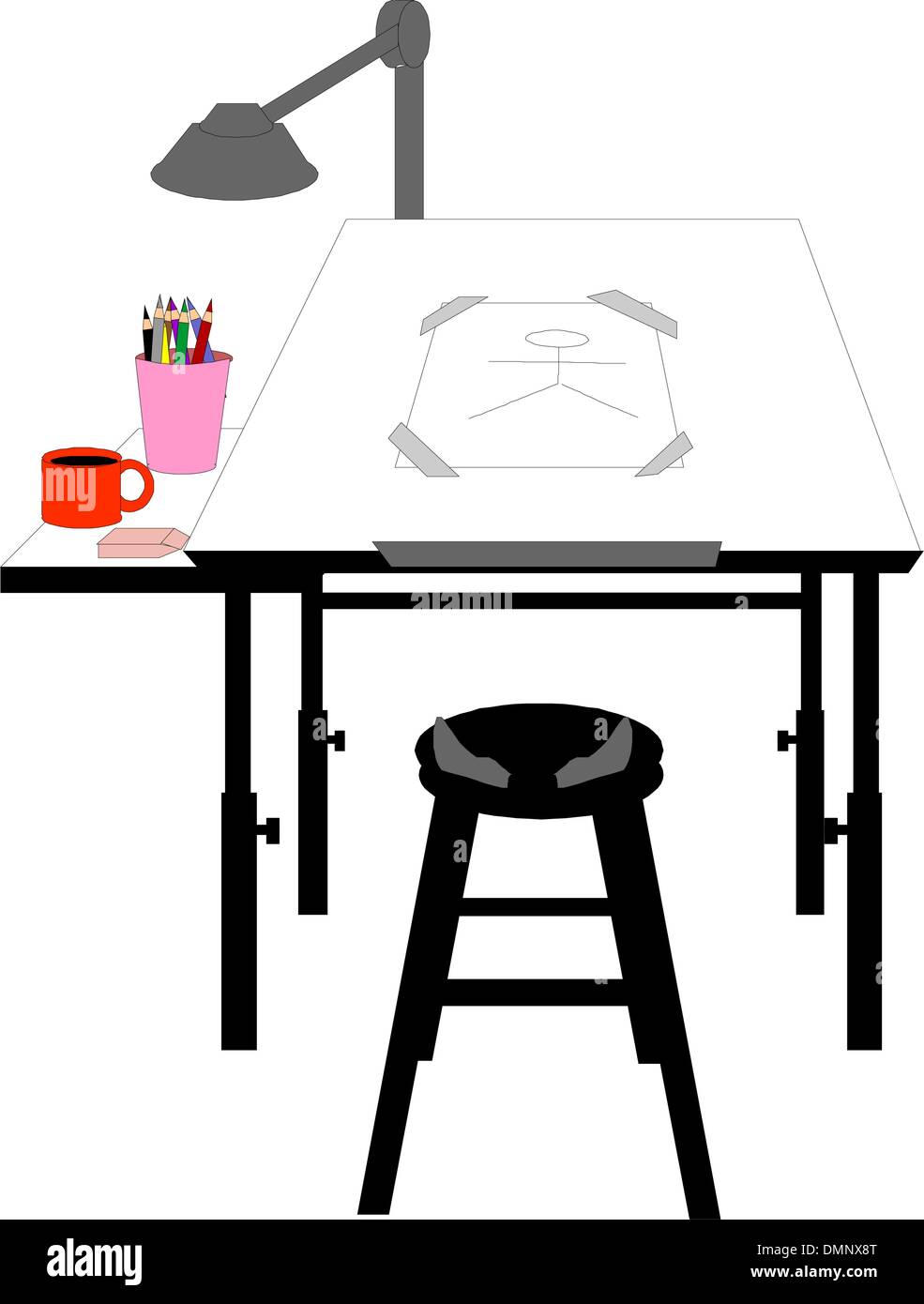 Part of office interior with a chair and architectural drawings Stock ...