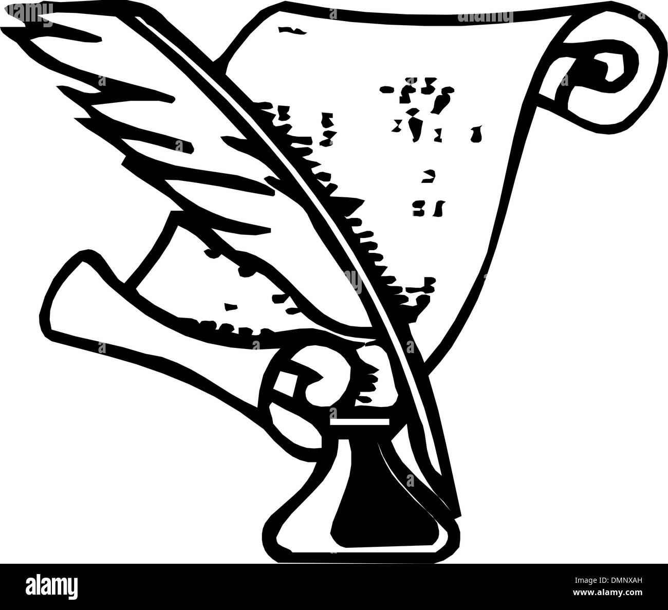 Blank Paper Script With Old Ink Feather Pen Stock Vector Image And Art