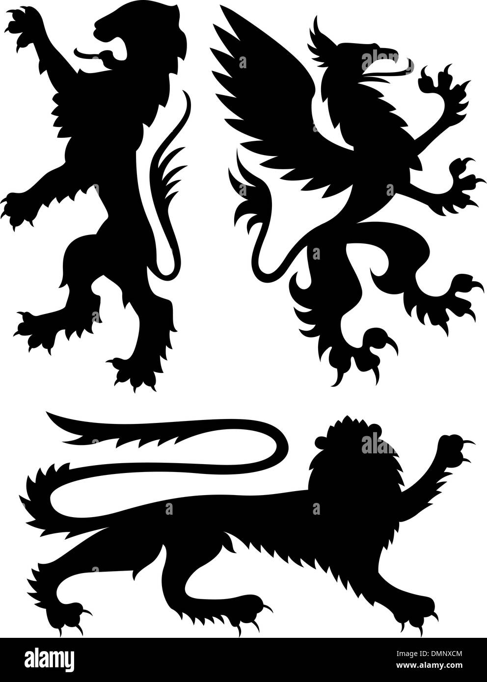 Heraldic vector griffin Black and White Stock Photos & Images - Alamy