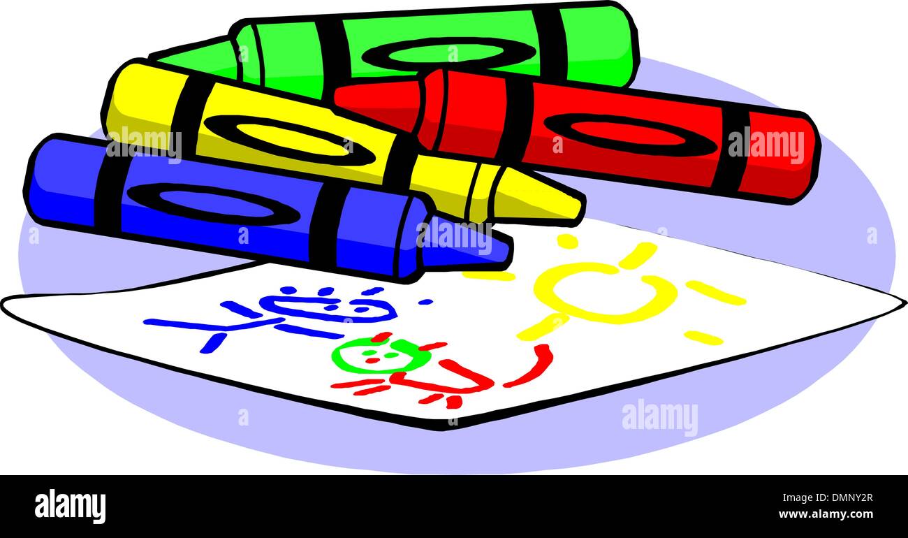 Crayons box Stock Vector Images - Alamy